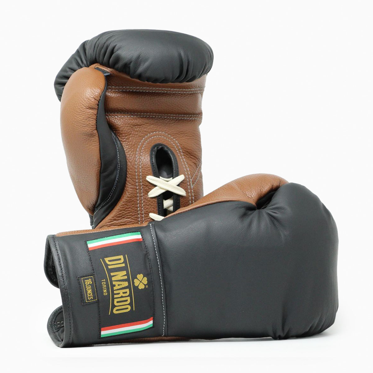 Boxing gloves Di Nardo with laces Black-Brown 16 oz – Combat Arena
