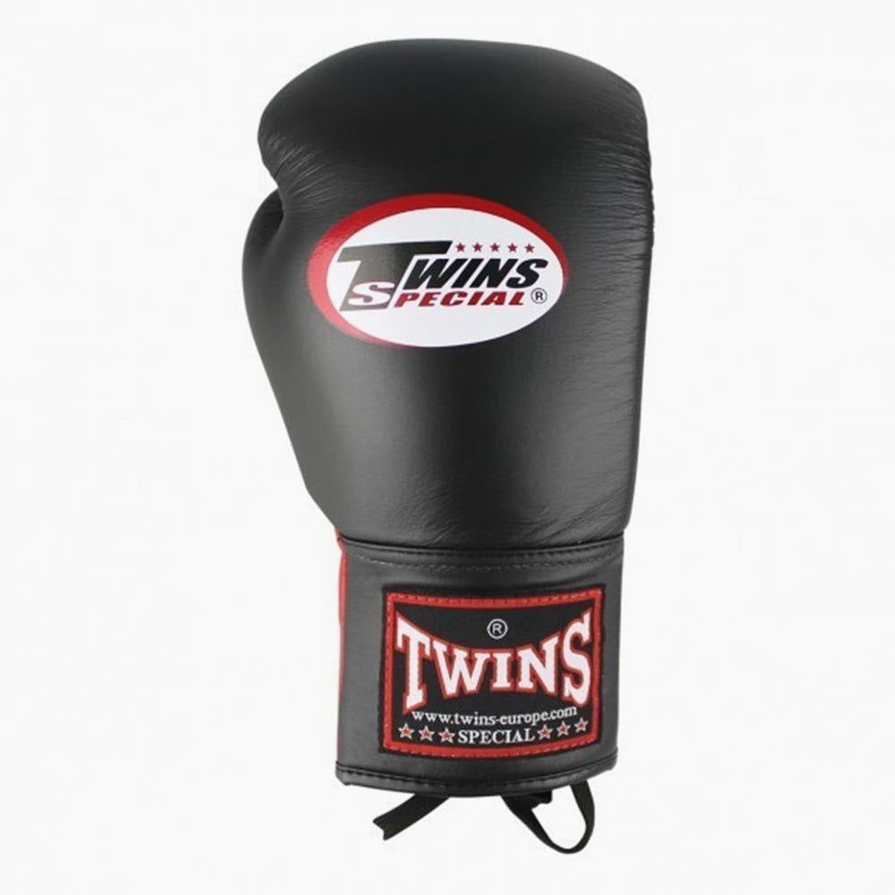 Thai boxing gloves Twins Special BGLL-1 Black-Red with Laces ...